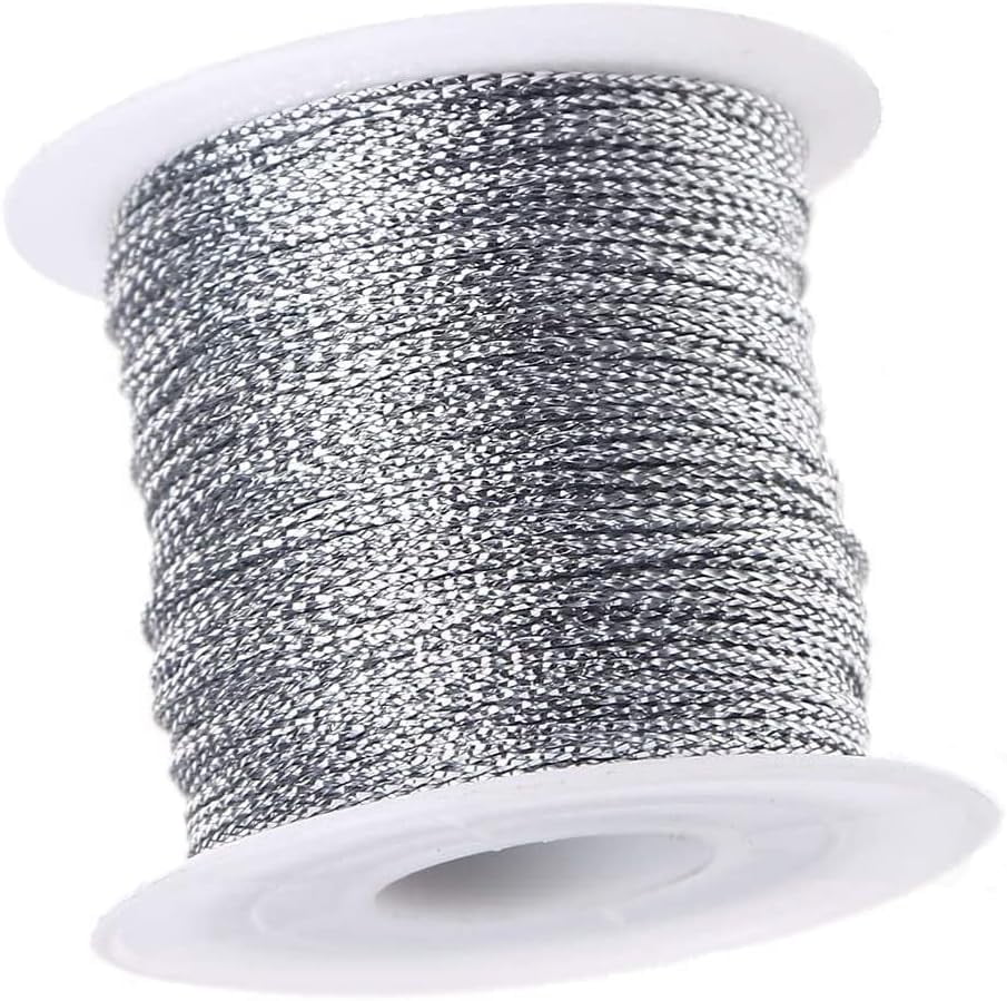 Silver String Metallic Cord 1mm Tinsel String Thread for Craft Jewelry ...