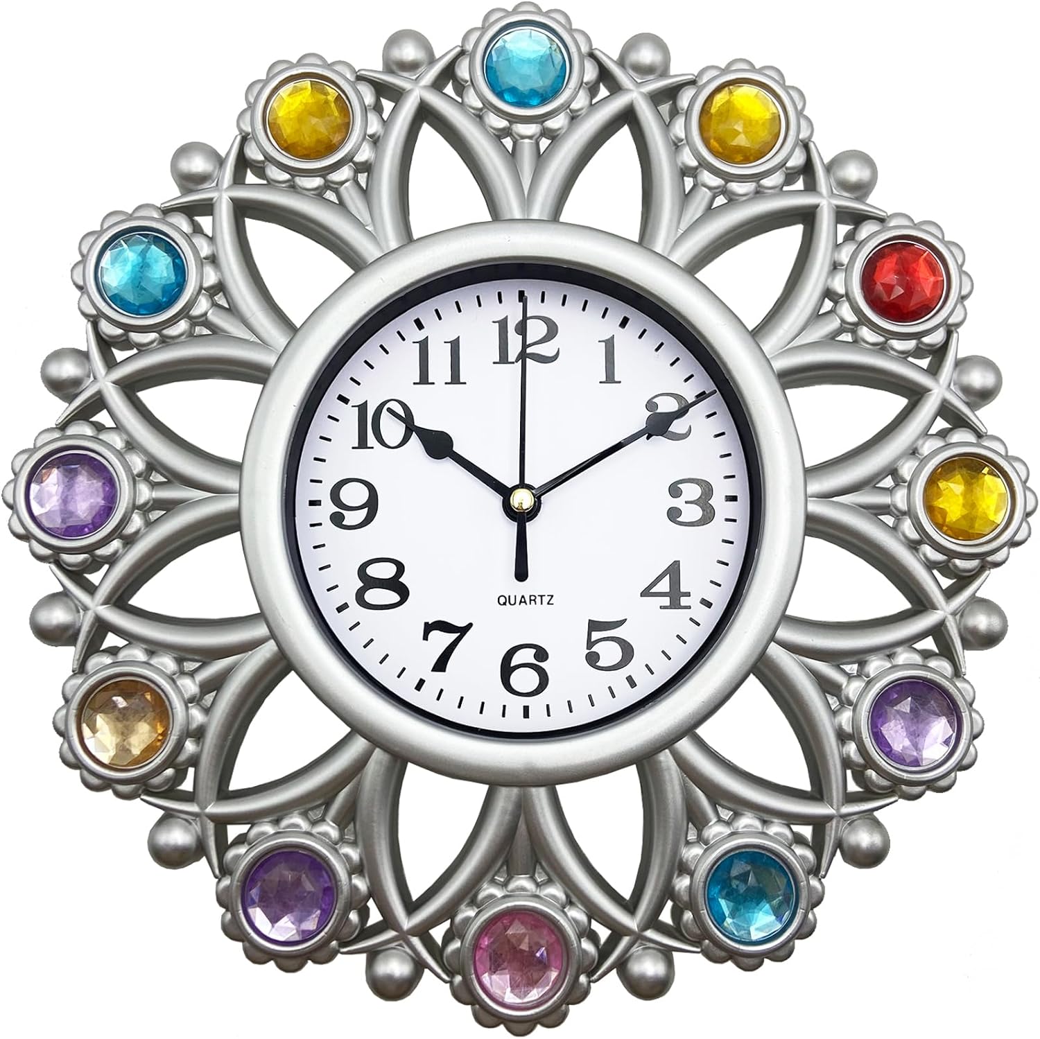 Silver Sunflower Wall Clock,10 Inch Small Analog Wall Clock Battery ...