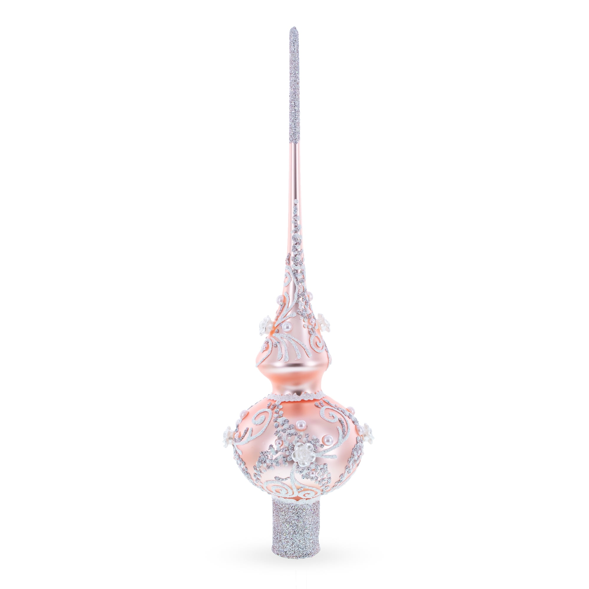 Silver Swirls on Metallic Rose Pink Glass Tree Topper - Walmart.com