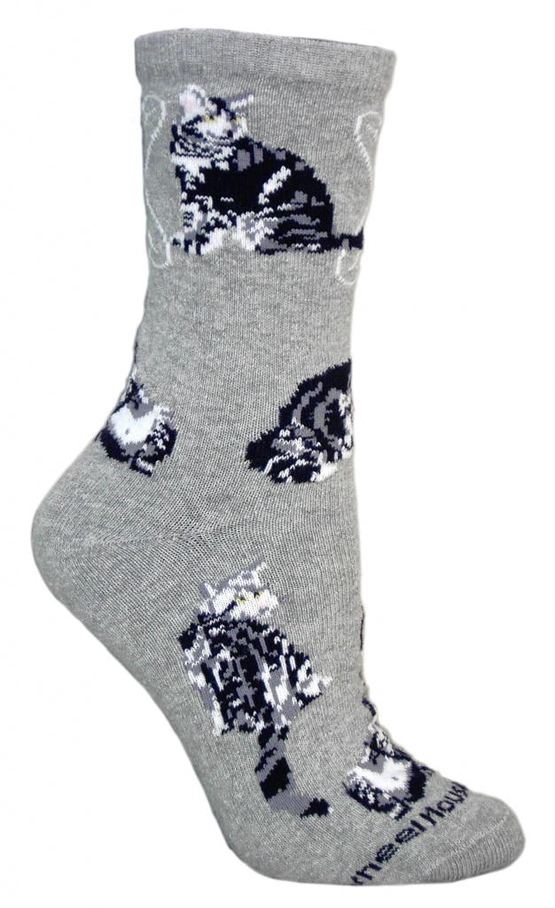 Silver Tabby Cat Gray Cotton Ladies Socks (6 Pack) - Walmart.com