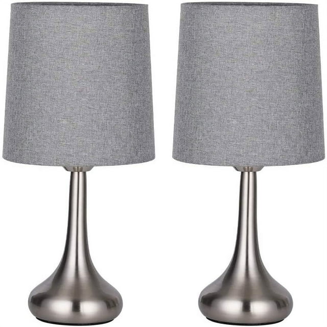Silver Desk Lamp Pair, Set of 2 - Modern Small Bedroom Nightstands ...