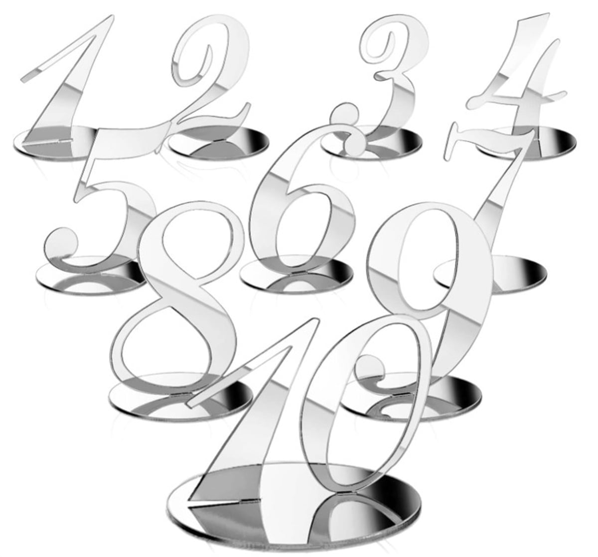 Silver Table Numbers,1-10 Wedding Table Cards,Table Numbers for Wedding ...