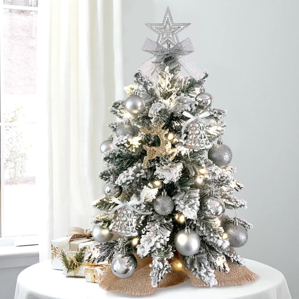 Silver Tabletop Christmas Tree, 22in Mini Artificial Christmas Tree ...