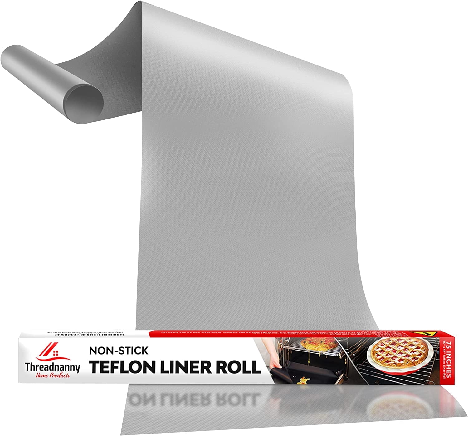 Silver Teflon Liner Roll for Ovens, Stovetops & Grills (75” x 17 ...
