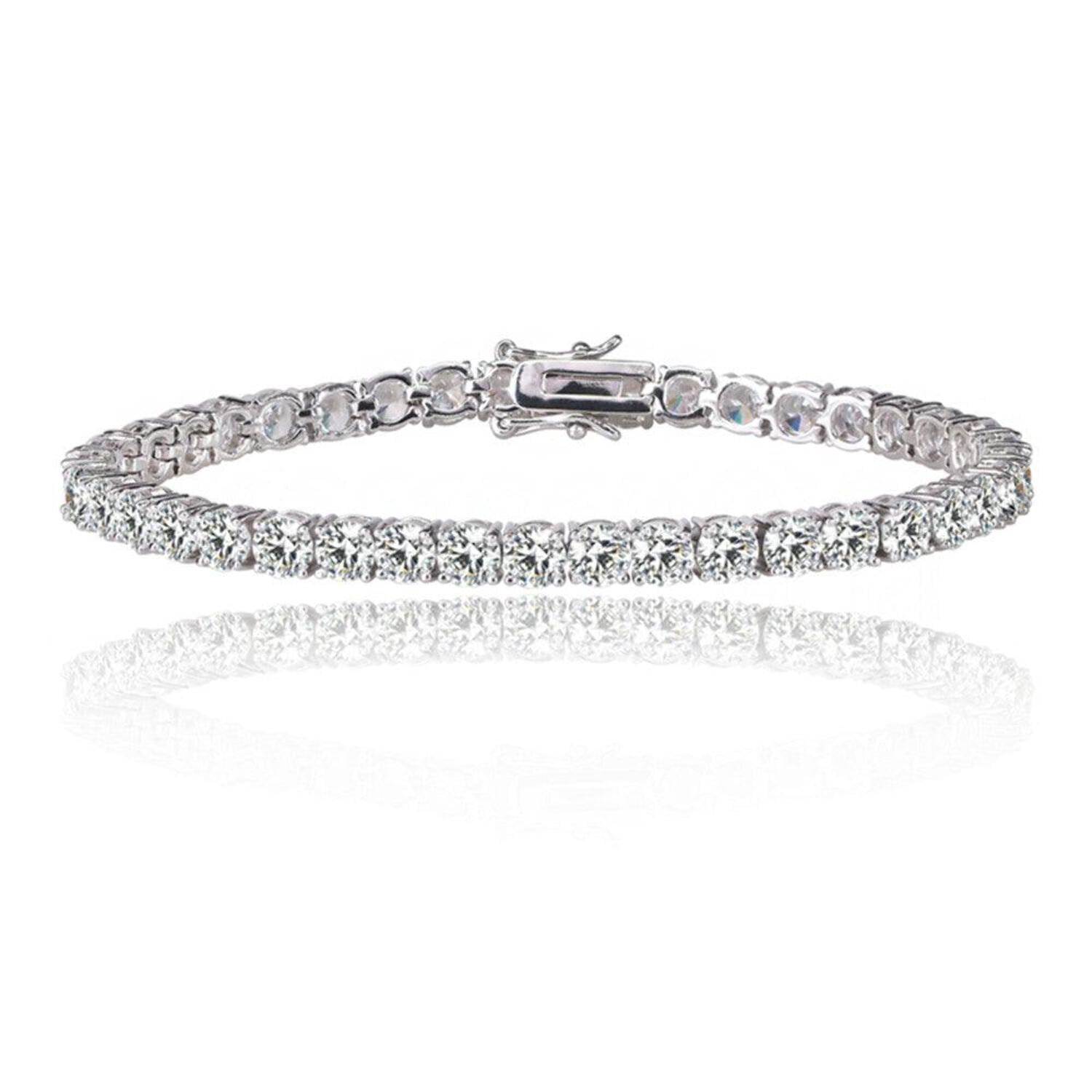 Silver Tennis Bracelet for Women with 1/8 CT White Diamond Cubic ...