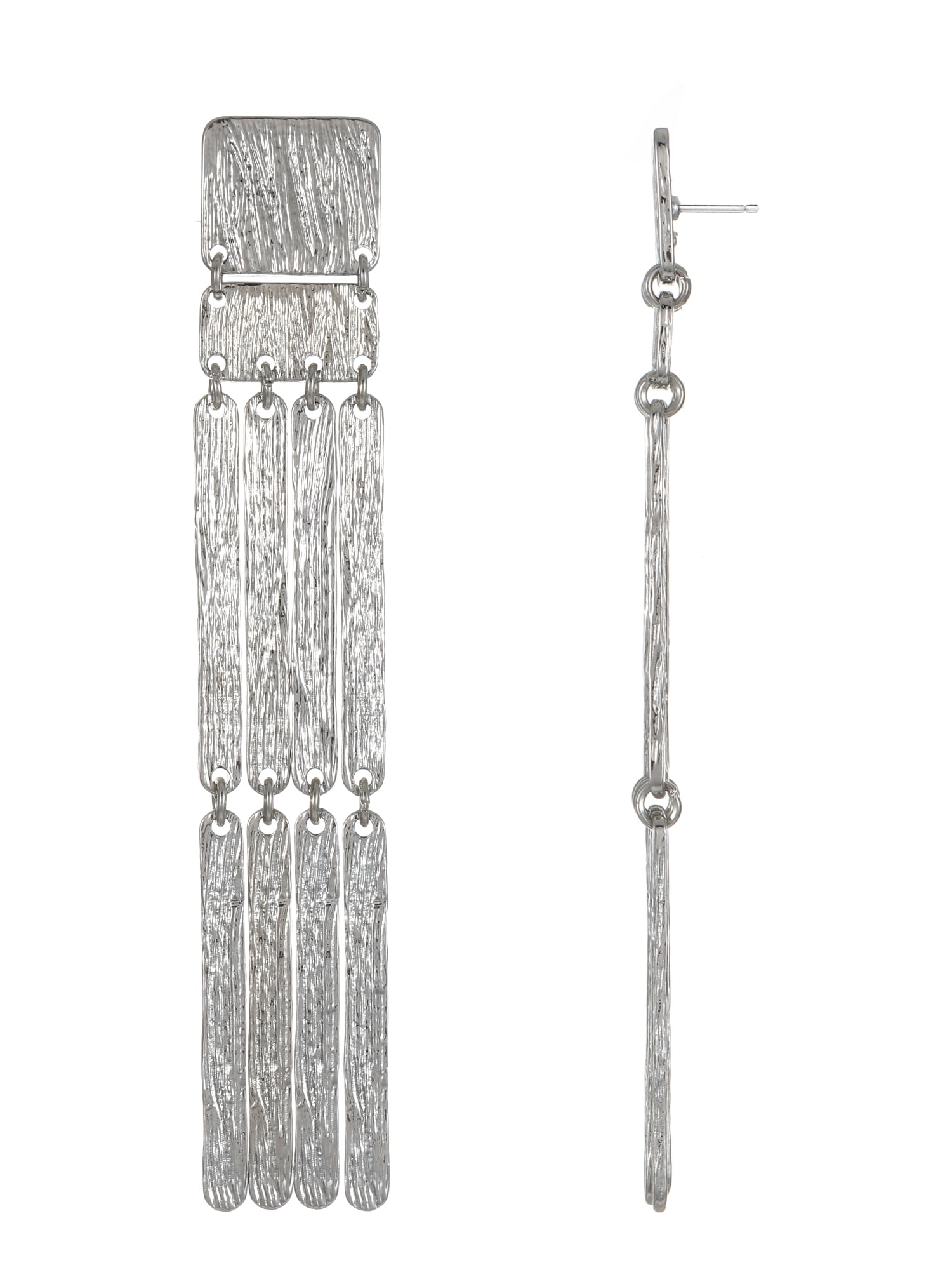 Silver Textured Fringe Earrings - Walmart.com