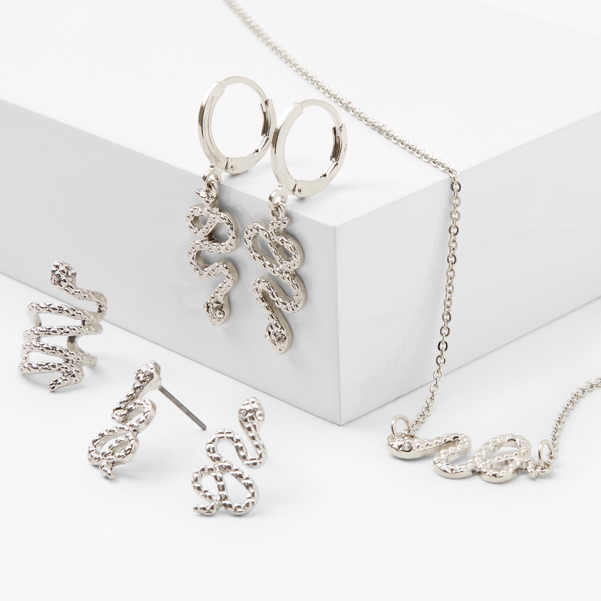 Silver Textured Snake Jewelry Set - 4 Pack - Walmart.com