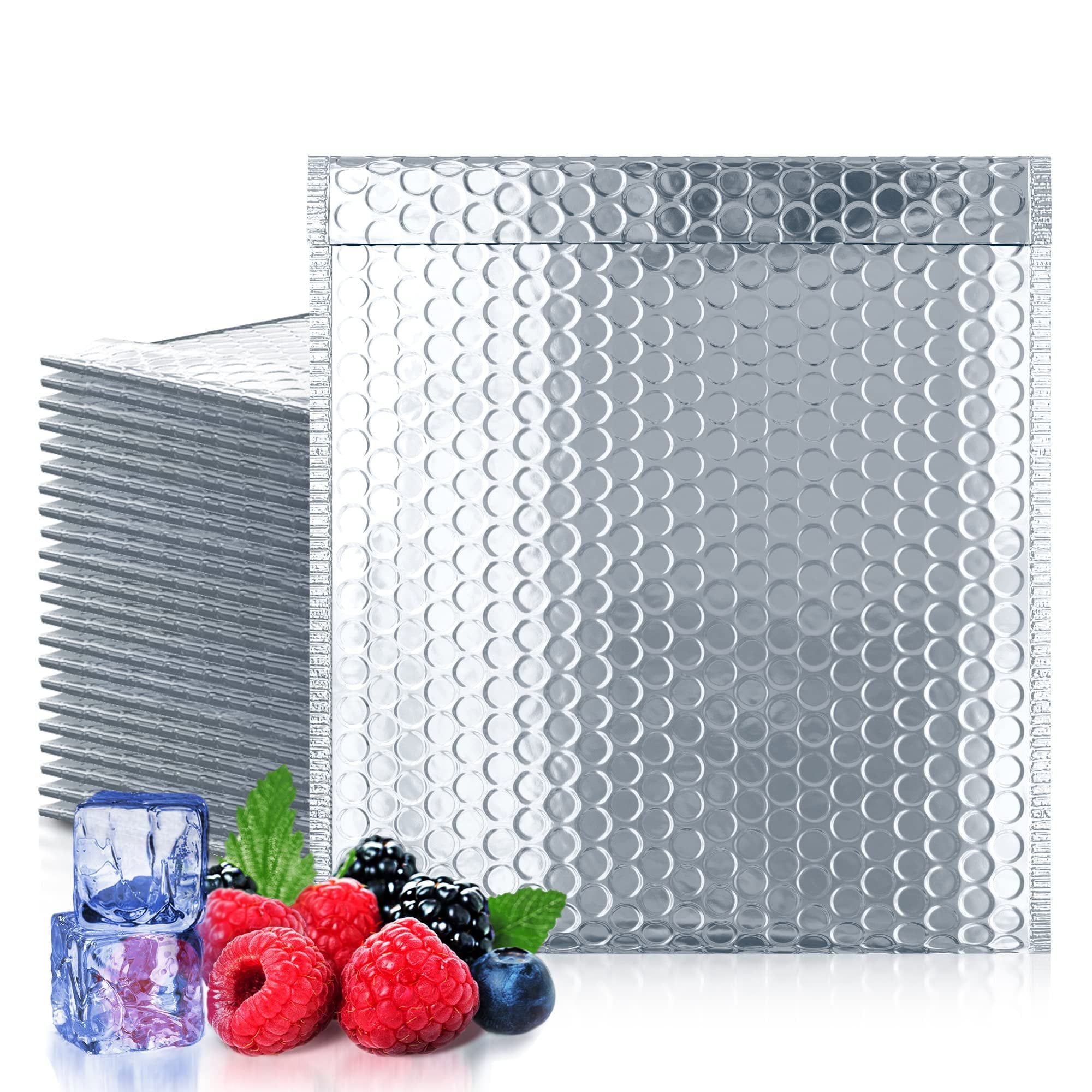 Silver Thermal Bubble Mailer, 10 x 10.5 Inches. 100 Pack Metallic ...