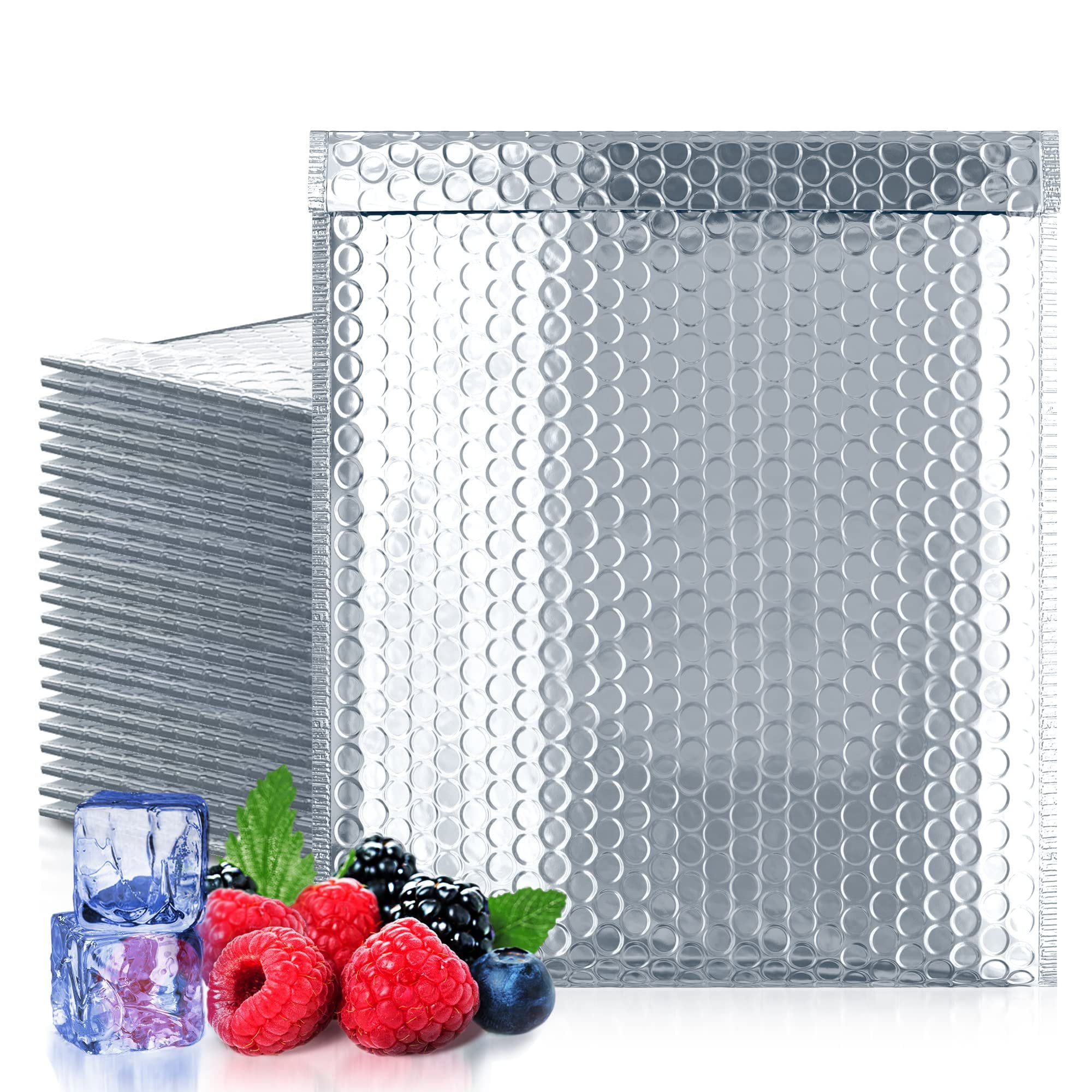 Silver Thermal Bubble Mailer, 15 x 17 Inches. 100 Pack Metallic Bubble ...
