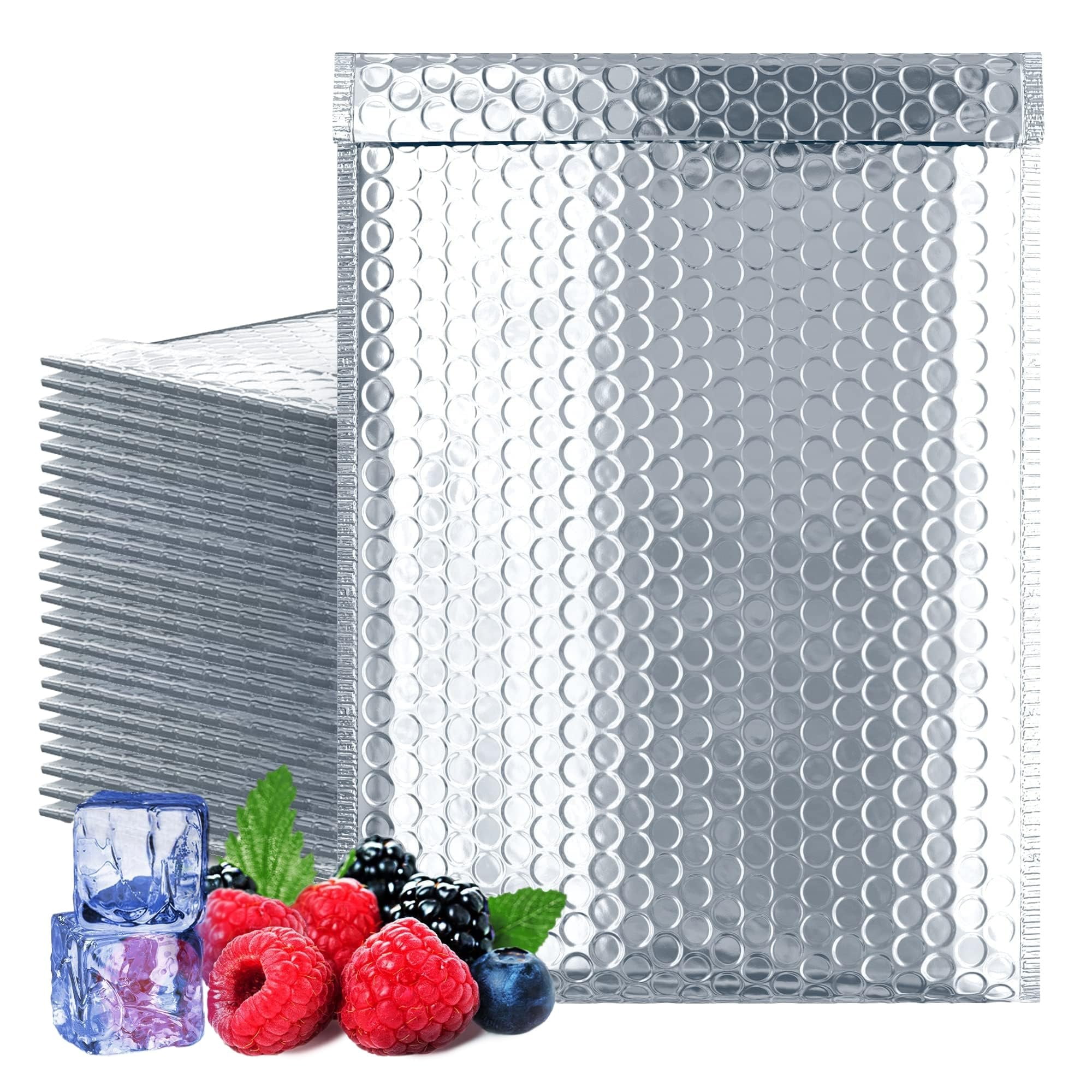 Silver Thermal Bubble Mailer, 8 x 11 Inches. 100 Pack Metallic Bubble ...