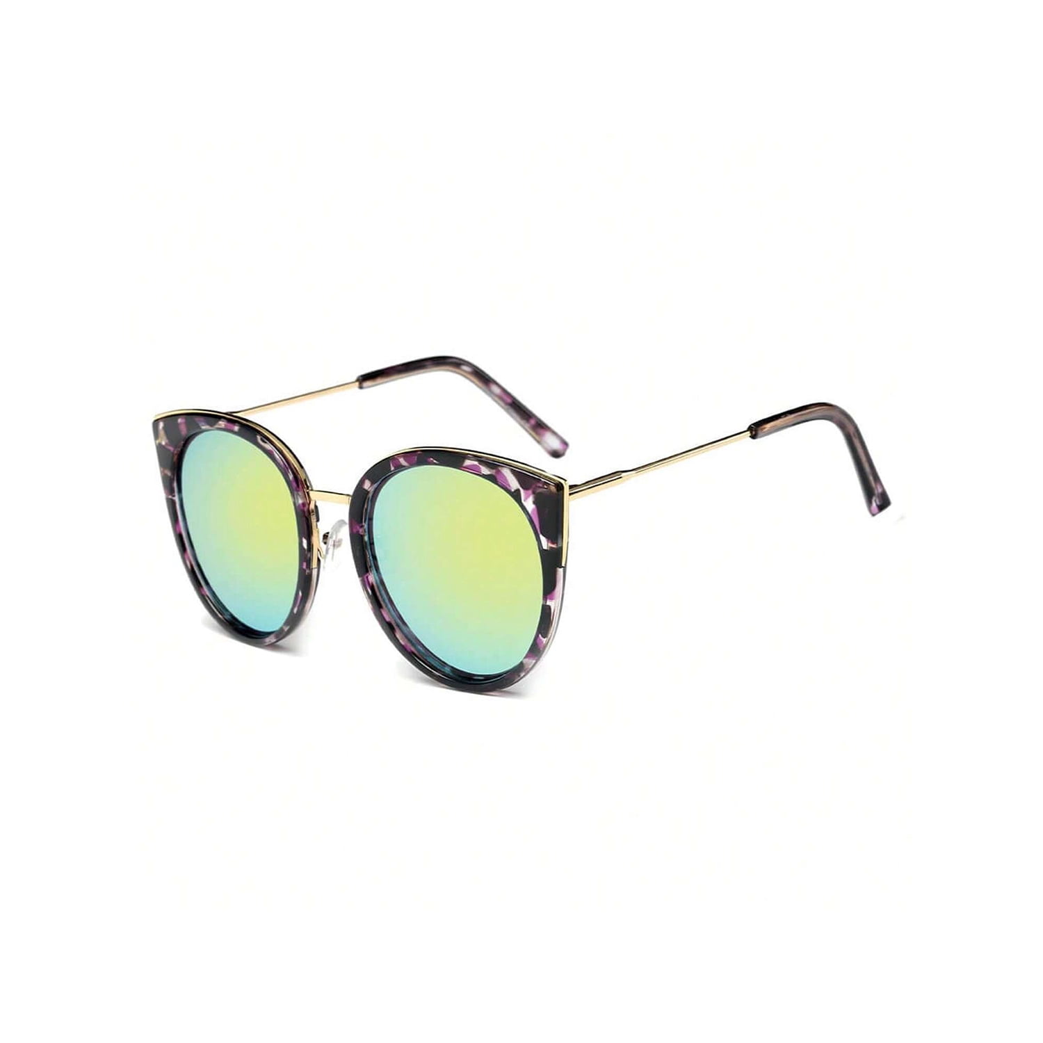 Silver Thin Frame Sunglasses - Green Gradient Lens UV Protection ...
