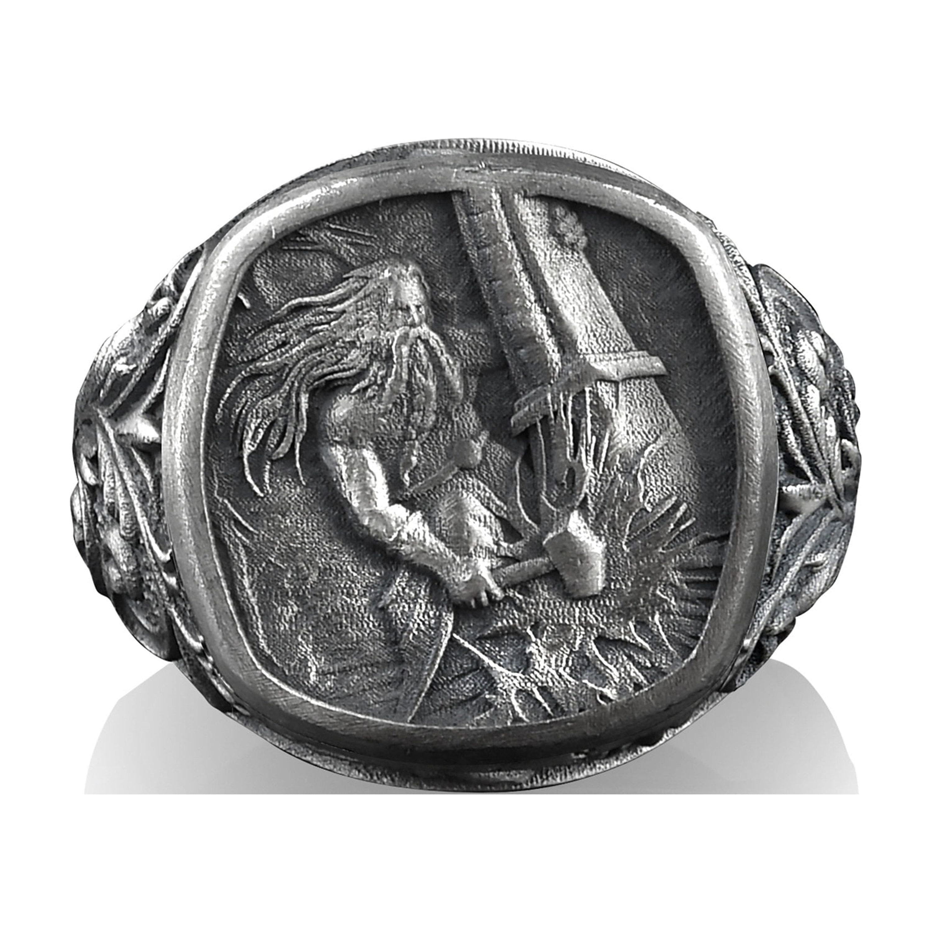 Silver Thor Pinky Men Ring, God of Thunder Signet Ring for Men in ...