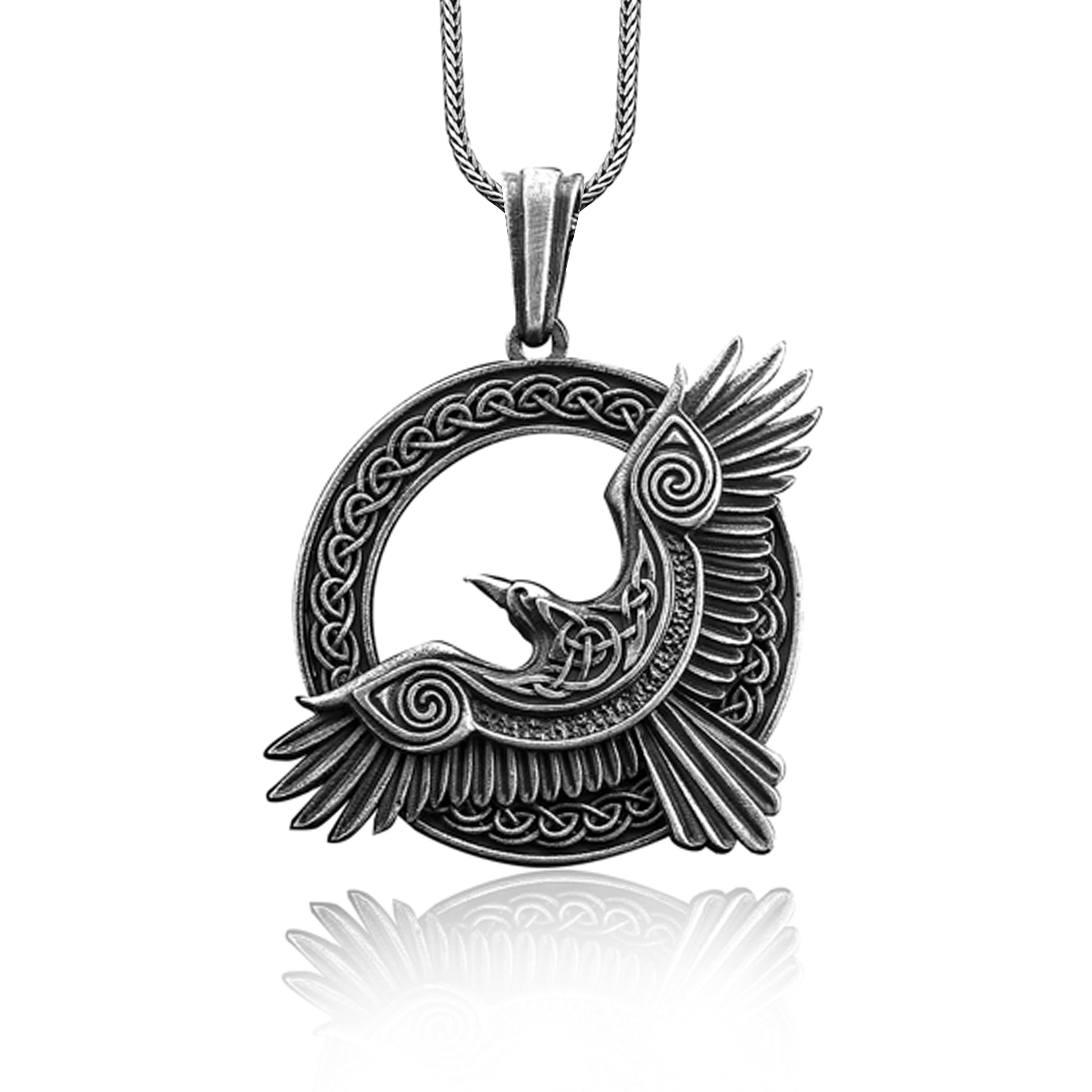 Silver Tiny Trinity Celtic Raven Viking Pagan Men Necklace, Viking ...