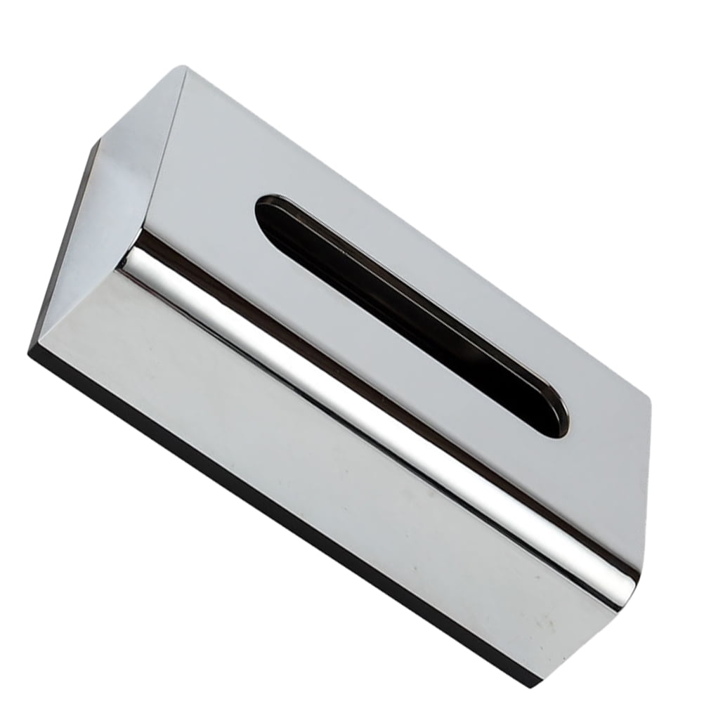 Silver Tissue Box Cover: Rectangular Tissue Case Napkin Storage ...
