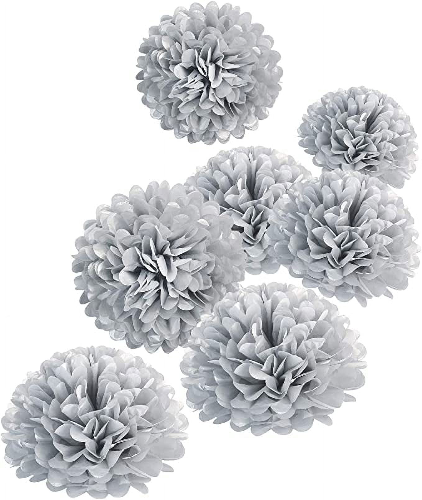 Silver Tissue Pom Poms DIY Tissue Paper Flowers for Birthday Wedding ...