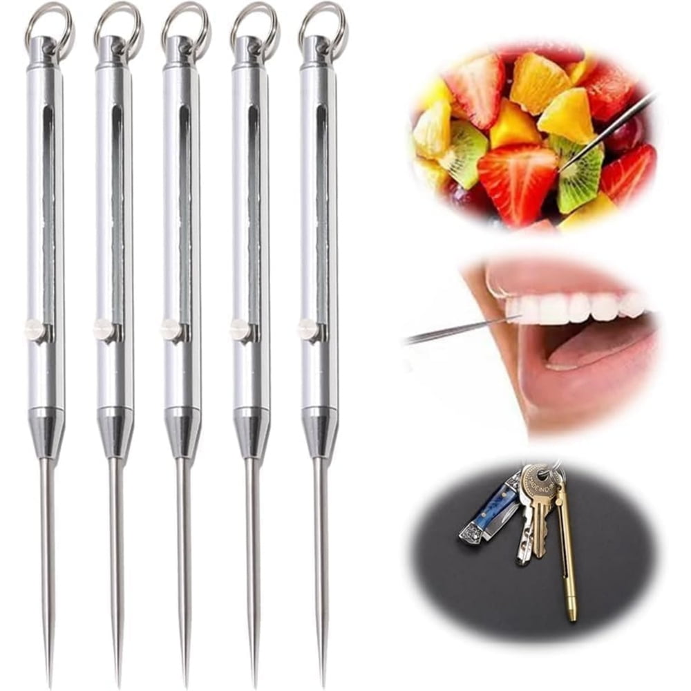 Silver Titanium Toothpick,Retractable Alloy Toothpick,Portable Tooth ...
