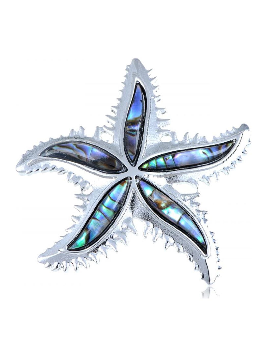Silver Tone Abalone Shell Petals Pointy Edged Ninja Star Starfish ...