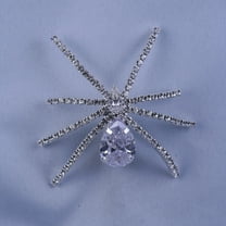 Silver Tone Clear Rhinestone 3D Halloween Spider Pin Brooch, Large ...