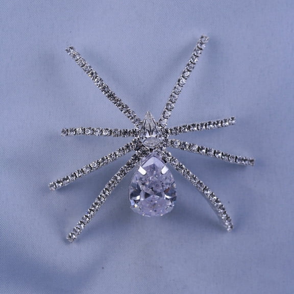 Silver Tone Clear Rhinestone 3D Halloween Spider Pin Brooch, Large ...