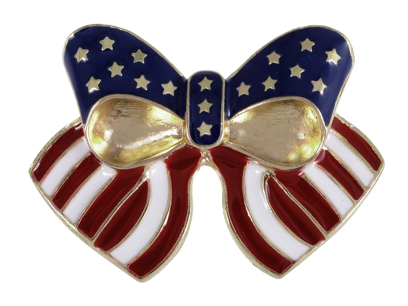 Silver Tone Crystal Rhinestone 4th of July American USA Flag Patriotic ...