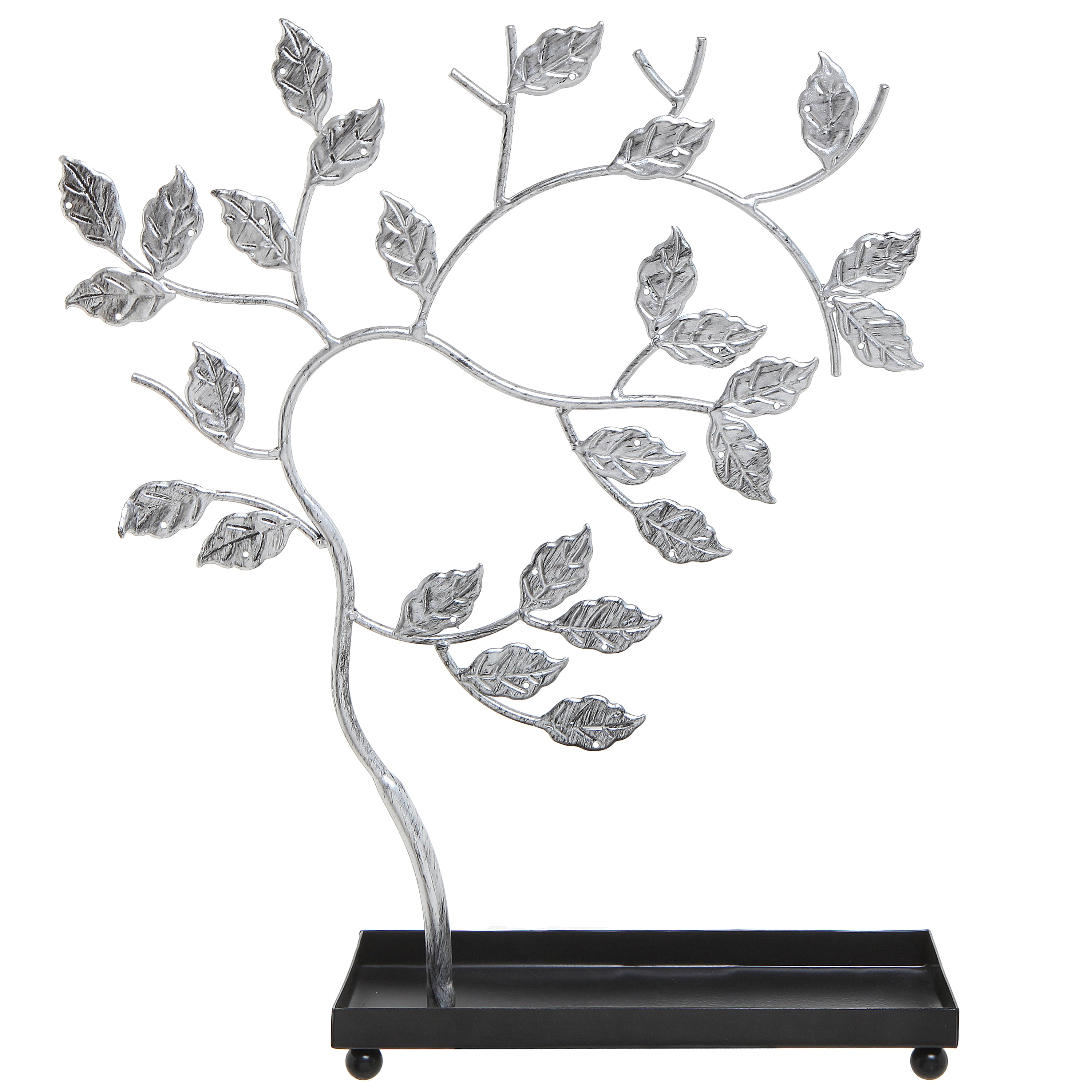 Silver-Tone Metal Jewelry Tree, Necklace, Bracelets & Earrings Hanger ...