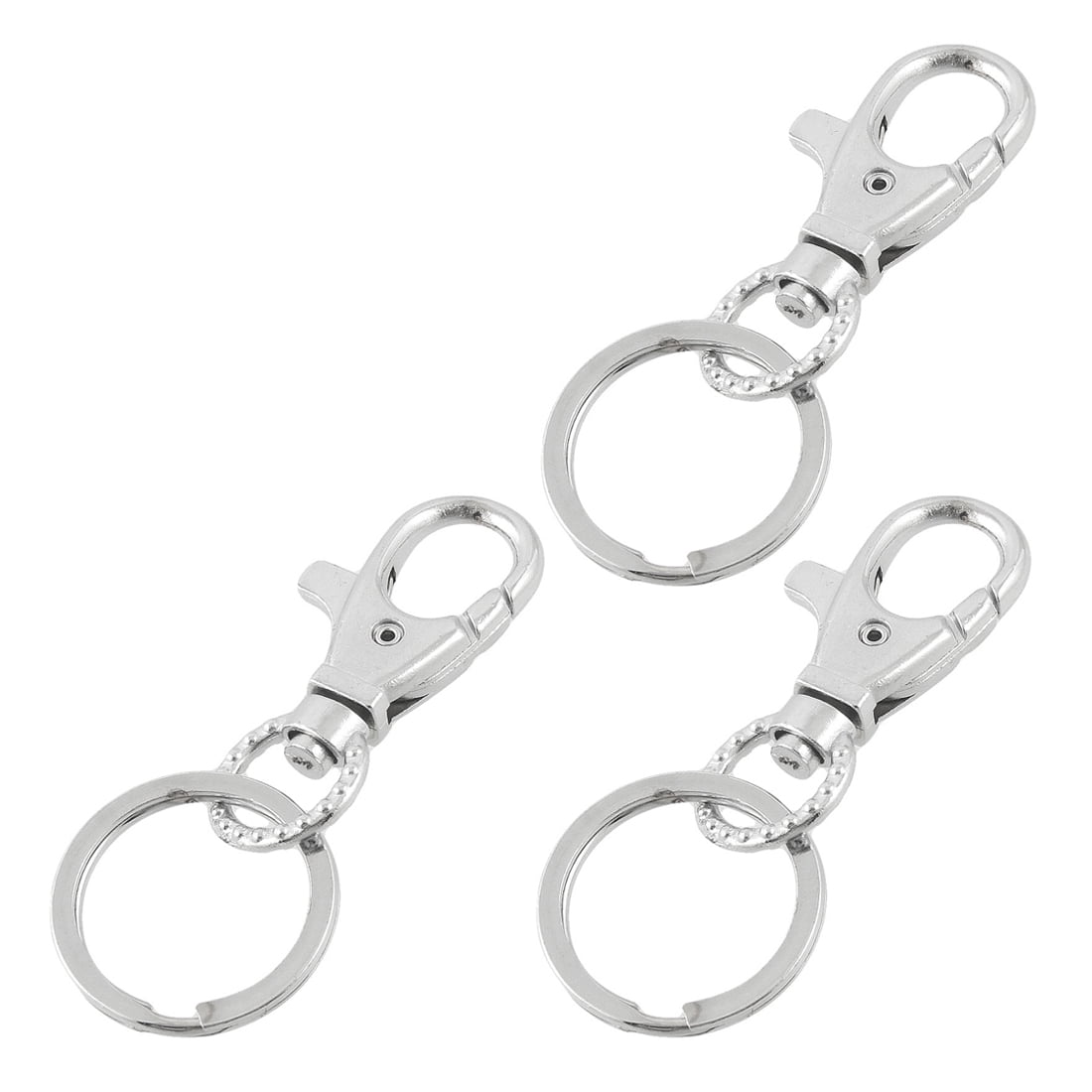 Silver Tone Metal Loaded Lobster Clasp Keyring Key Chain 3 Pcs ...