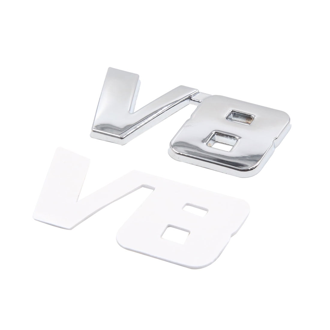 Silver Tone Metal V8 Pattern Adhesive Badge Emblem Sticker Decoration ...