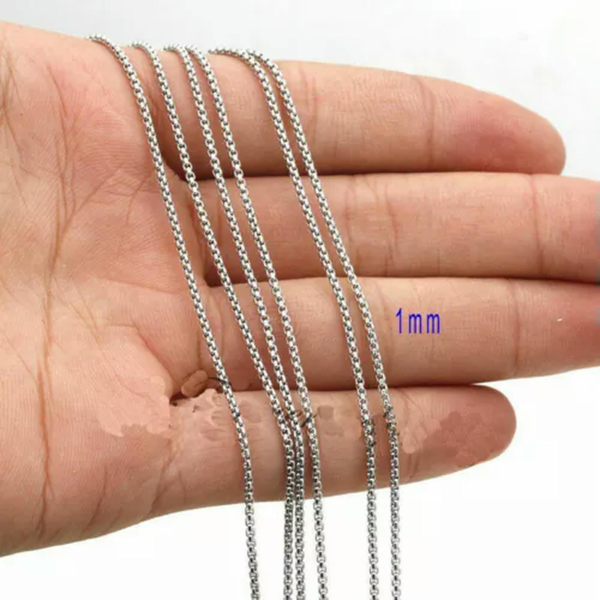 Silver Tone Rolo Box Chain Stainless Steel Necklace 1/2/3/4/5/7MM For ...