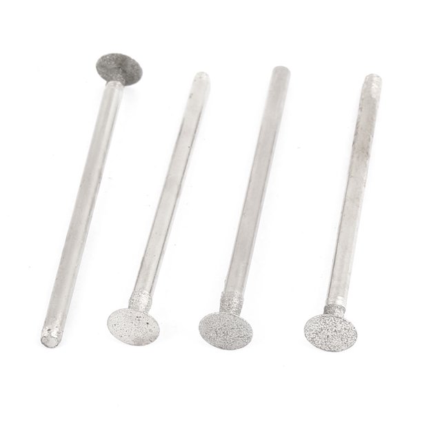 Silver Tone Round Flat Tip Diamond Mounted Point Buffing Bit 2.35mm x ...