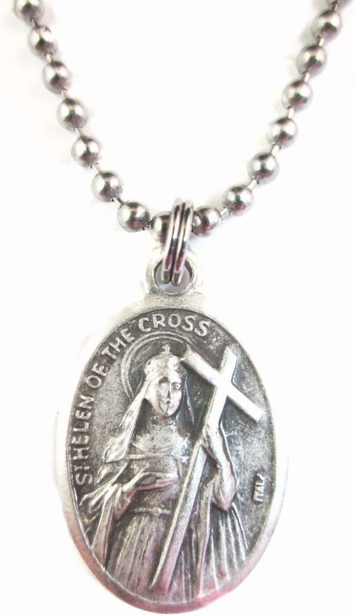 Silver Tone St Helen of The Cross Medal Pendant Necklace 24 inch Ball ...