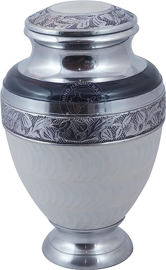 Silver Top Border Engraved Adult Cremation Urn for Human Ashes ...