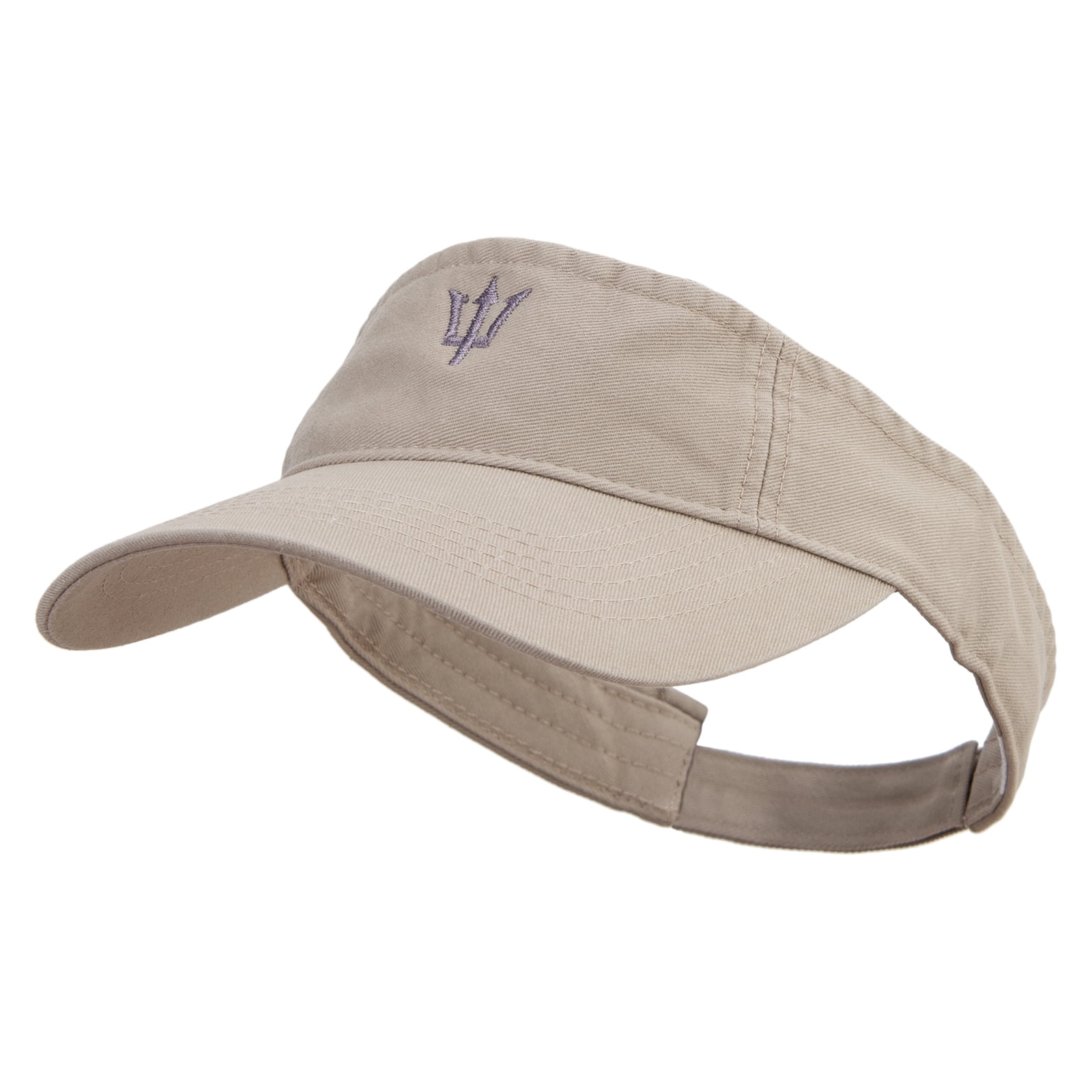 Silver Trident Embroidered Cotton Twill Washed Soft Visors - Khaki OSFM ...