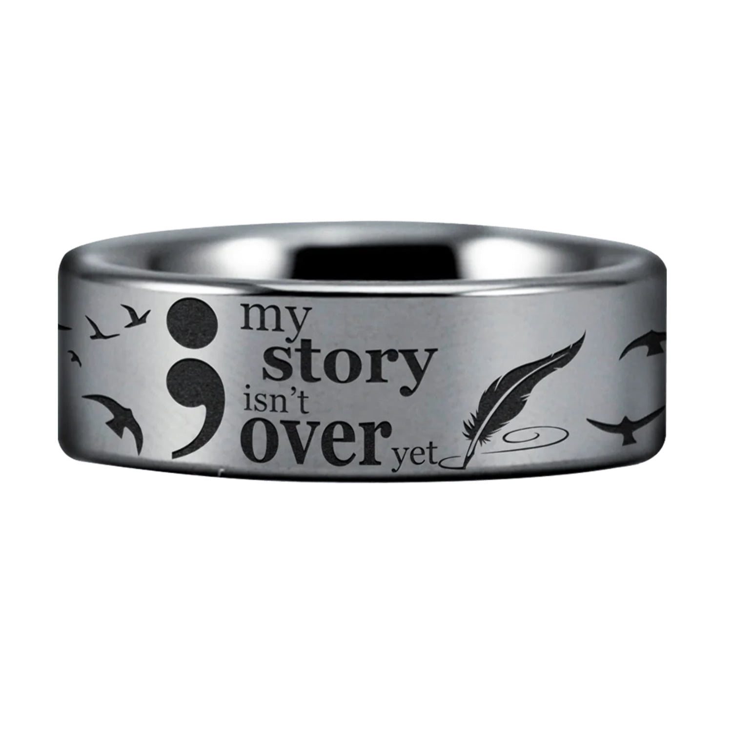 Silver Tungsten Semicolon Ring - Walmart.com