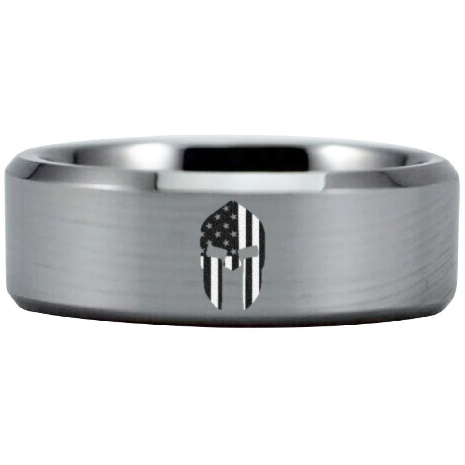 Silver Tungsten Spartan Mask Ring - Walmart.com