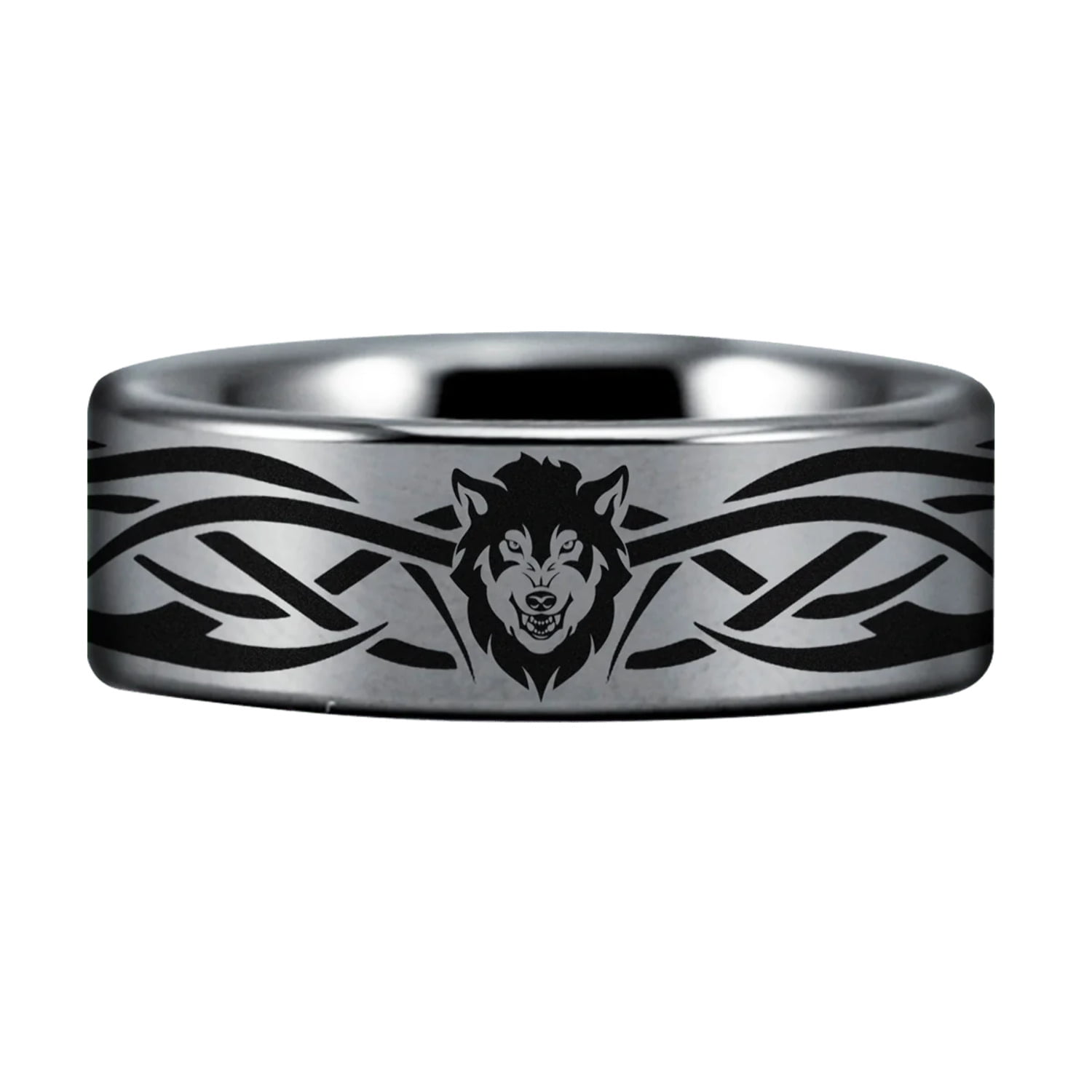 Silver Tungsten Tribal Wolf Ring - Walmart.com