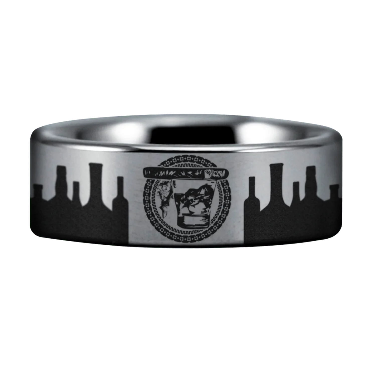 Silver Tungsten Whiskey and Cigar RIng - Walmart.com