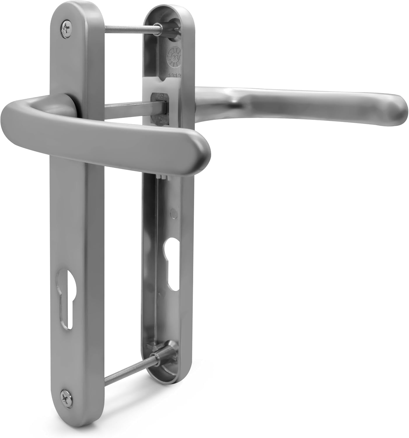 Silver UPVC Door Handle Pair Set, Sprung, 92mm PZ (Centres), Lever ...