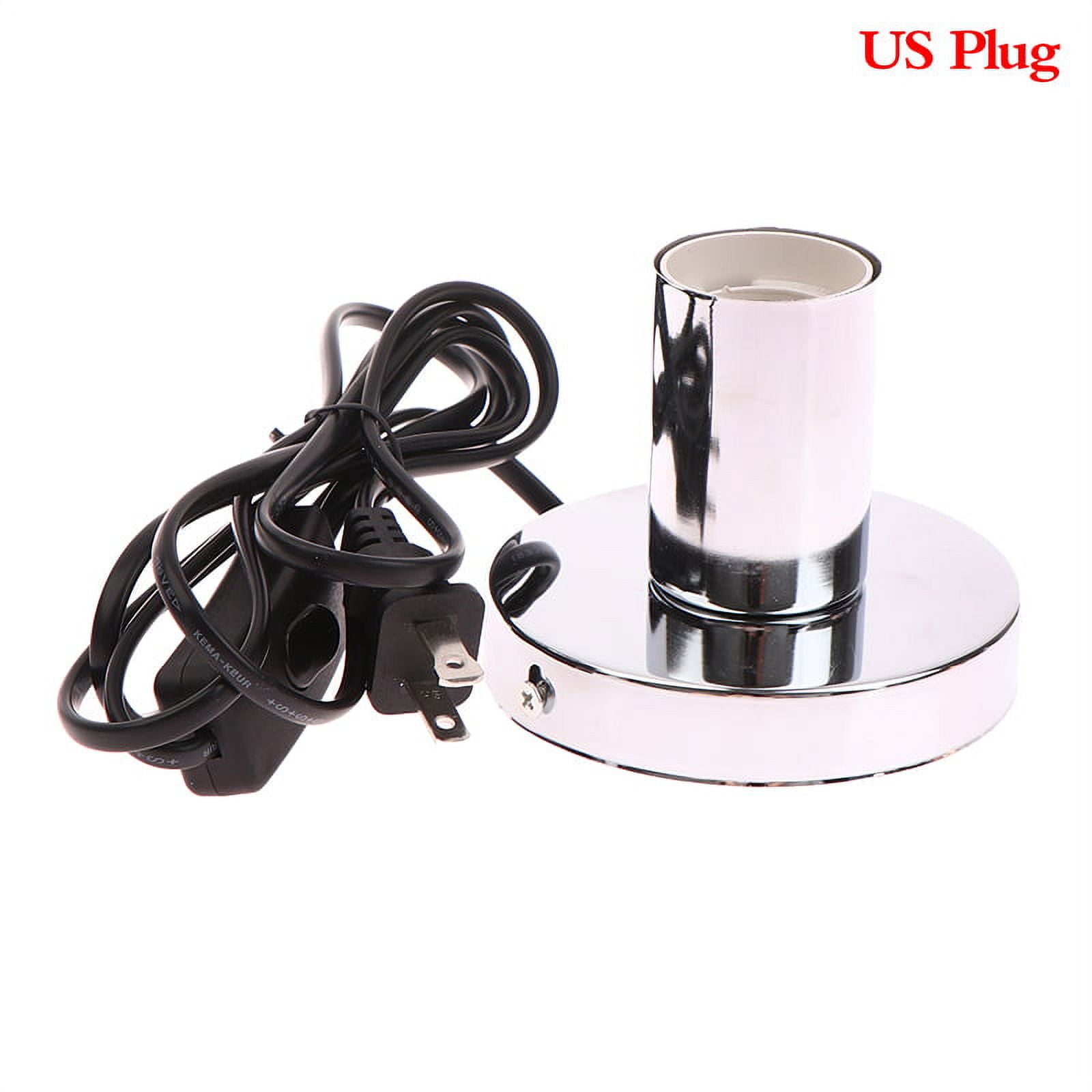 (Silver US plug) Polished Metal Desktop Lamp Base Night Light With Line ...