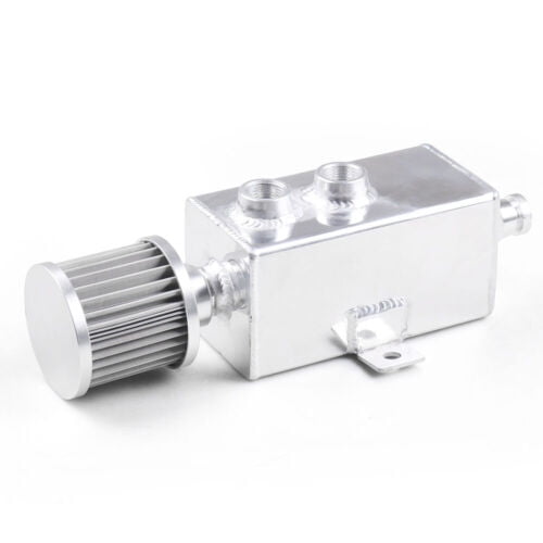 Silver Universal 1L Oil Catch Can Tank Fuel Tanks with Breather Filter ...