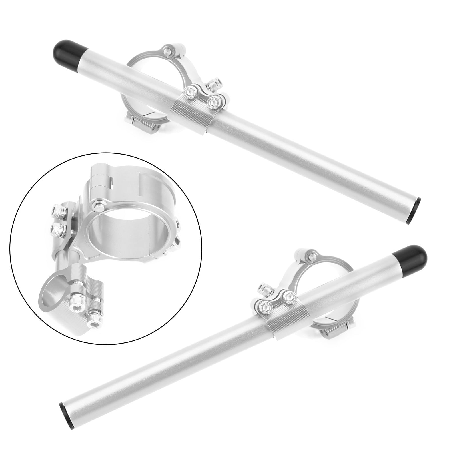 Silver Universal Adjustable Rotatable CNC Billet Clip Ons Fork Tube ...