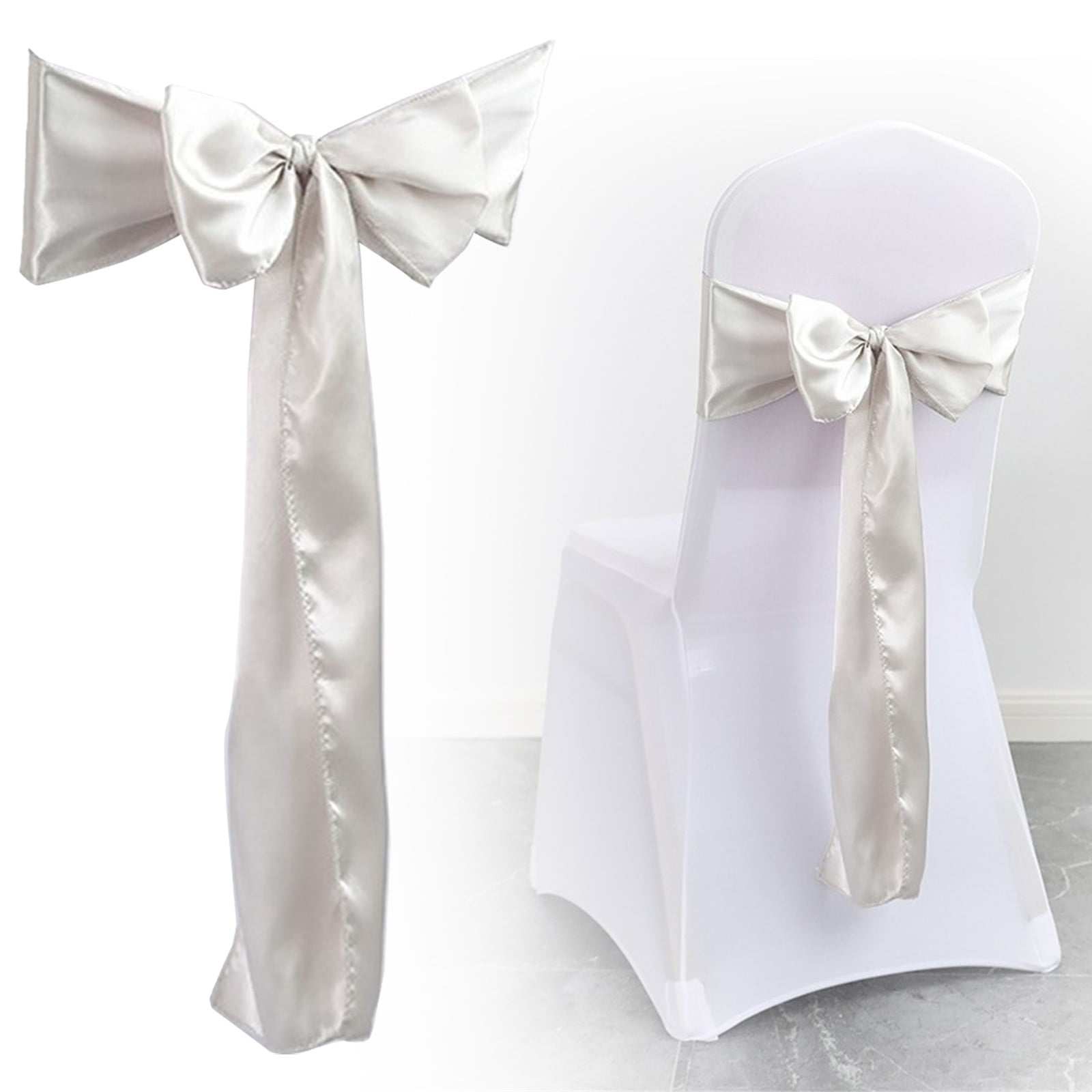 Silver Universal Chair Sasher Chair Bow, Ribbon Chair Back Decor ...