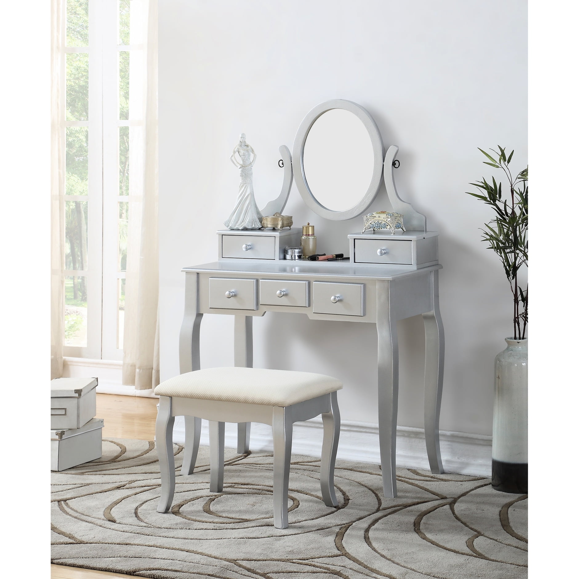 Silver Vanity Set+Adjustable Oval Frame”-“Home Dressing+Enhance Bedroom ...