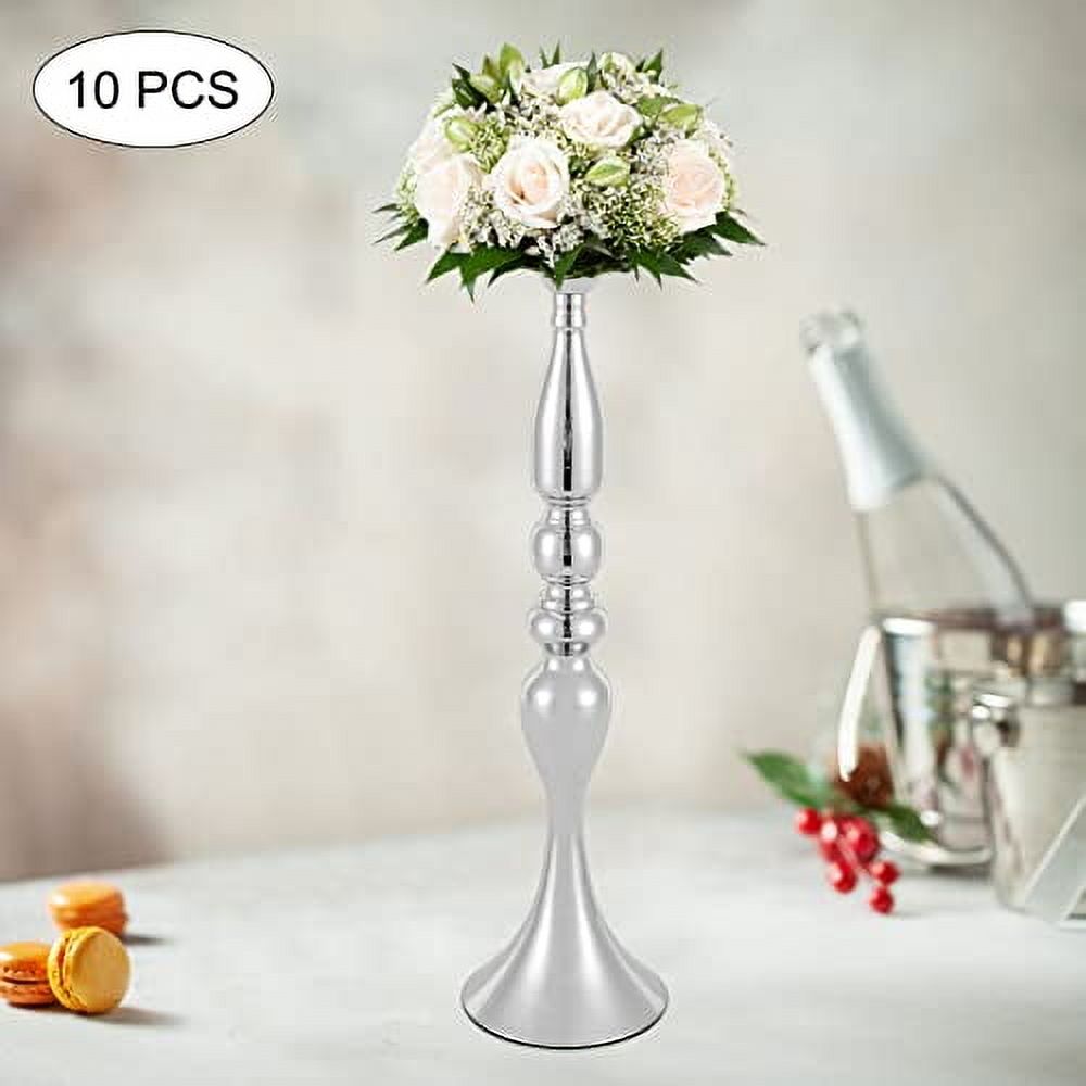 Silver Vases for Centerpieces 10 Pcs Wedding Flower Stand Table ...