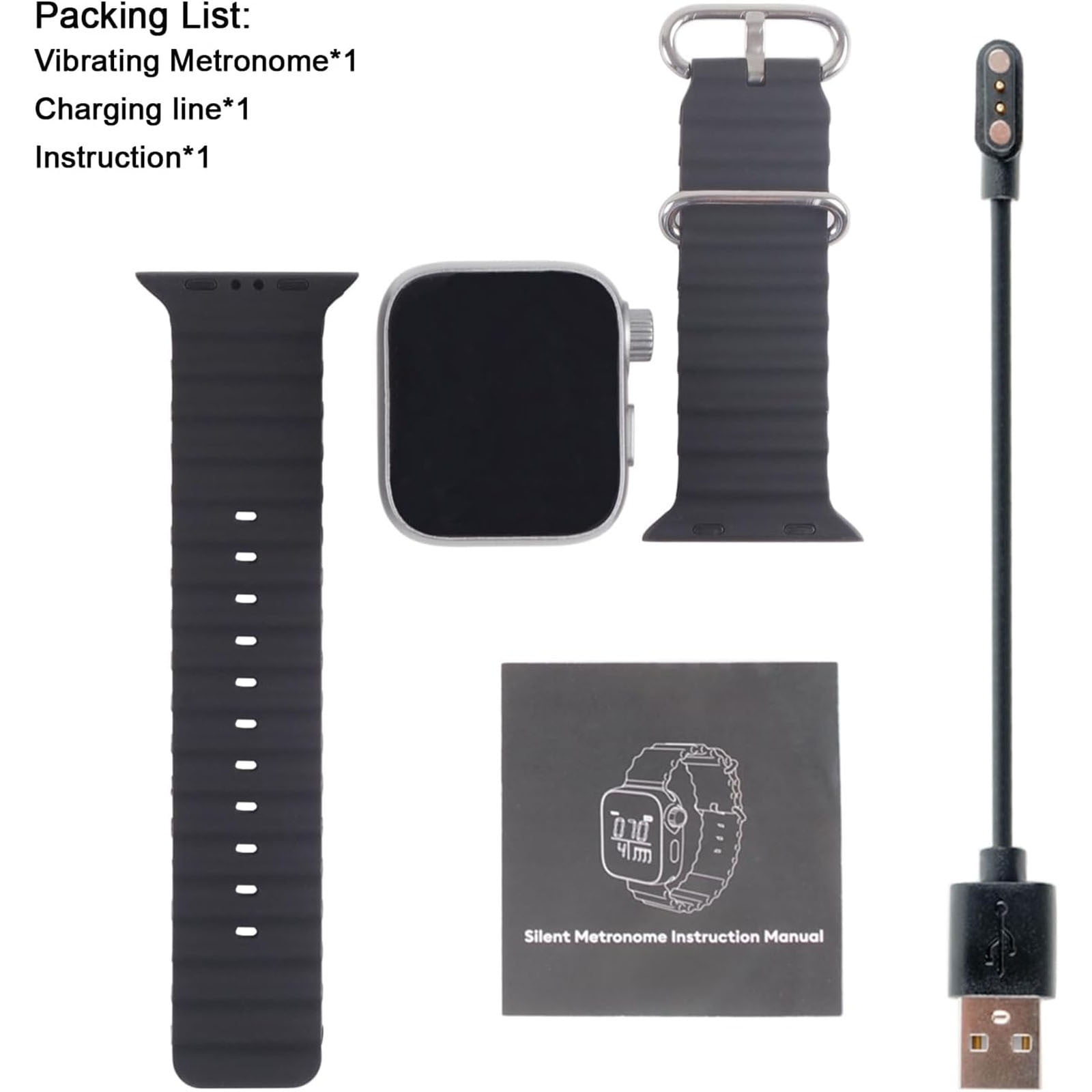 Silver Vibrating Watch 40-240 Bpm Quiet Wearable Trainer For Music ...