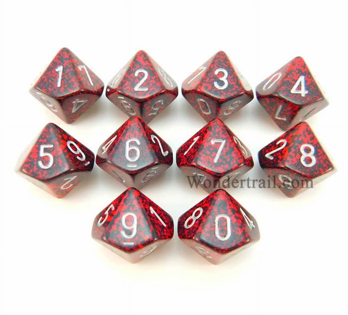Silver Volcano Elemental Dice with Silver Numbers D10 16mm (5/8) Set of ...