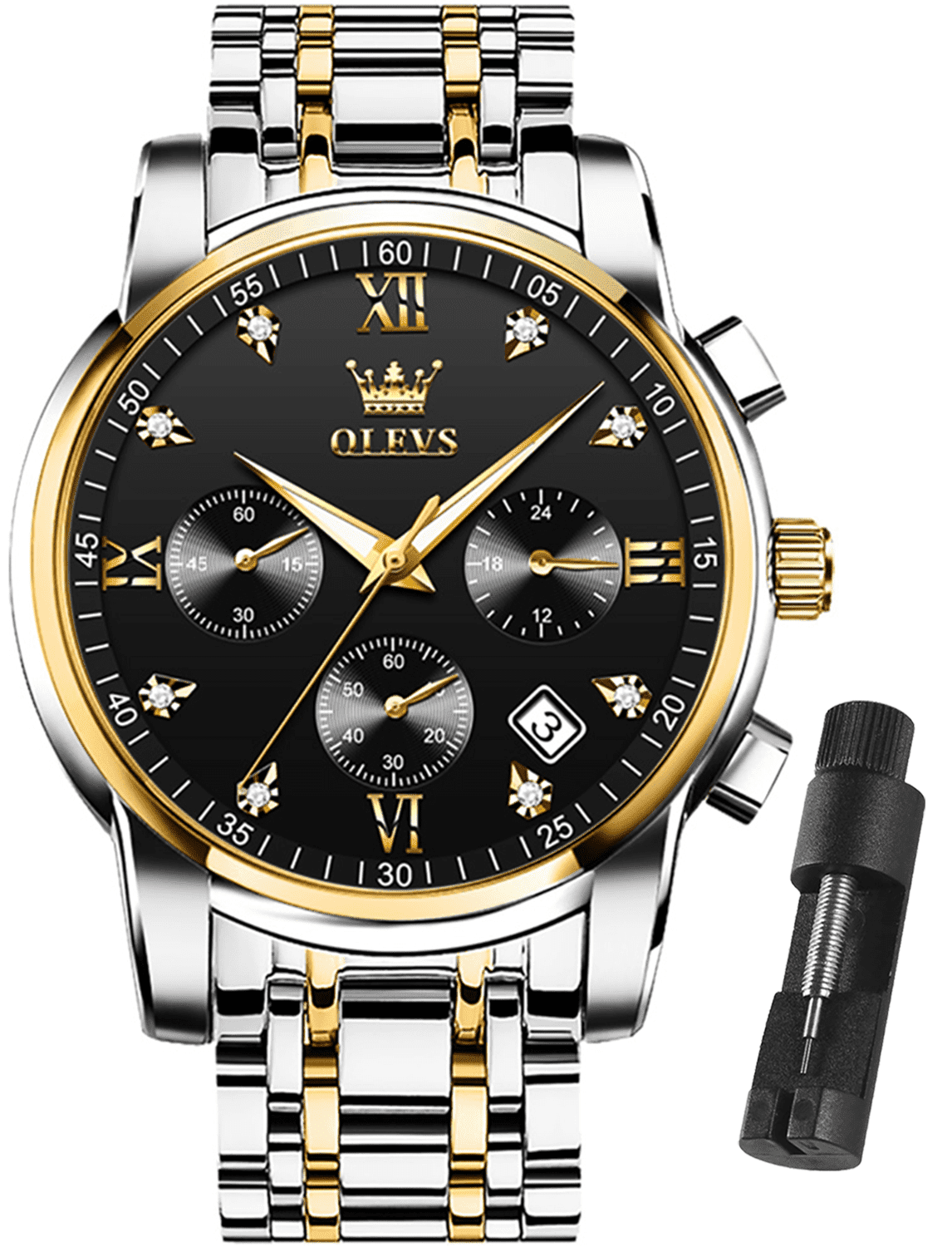 Silver Watches for Men OLEVS Watch Men Luxury Watches for Men Stainless ...