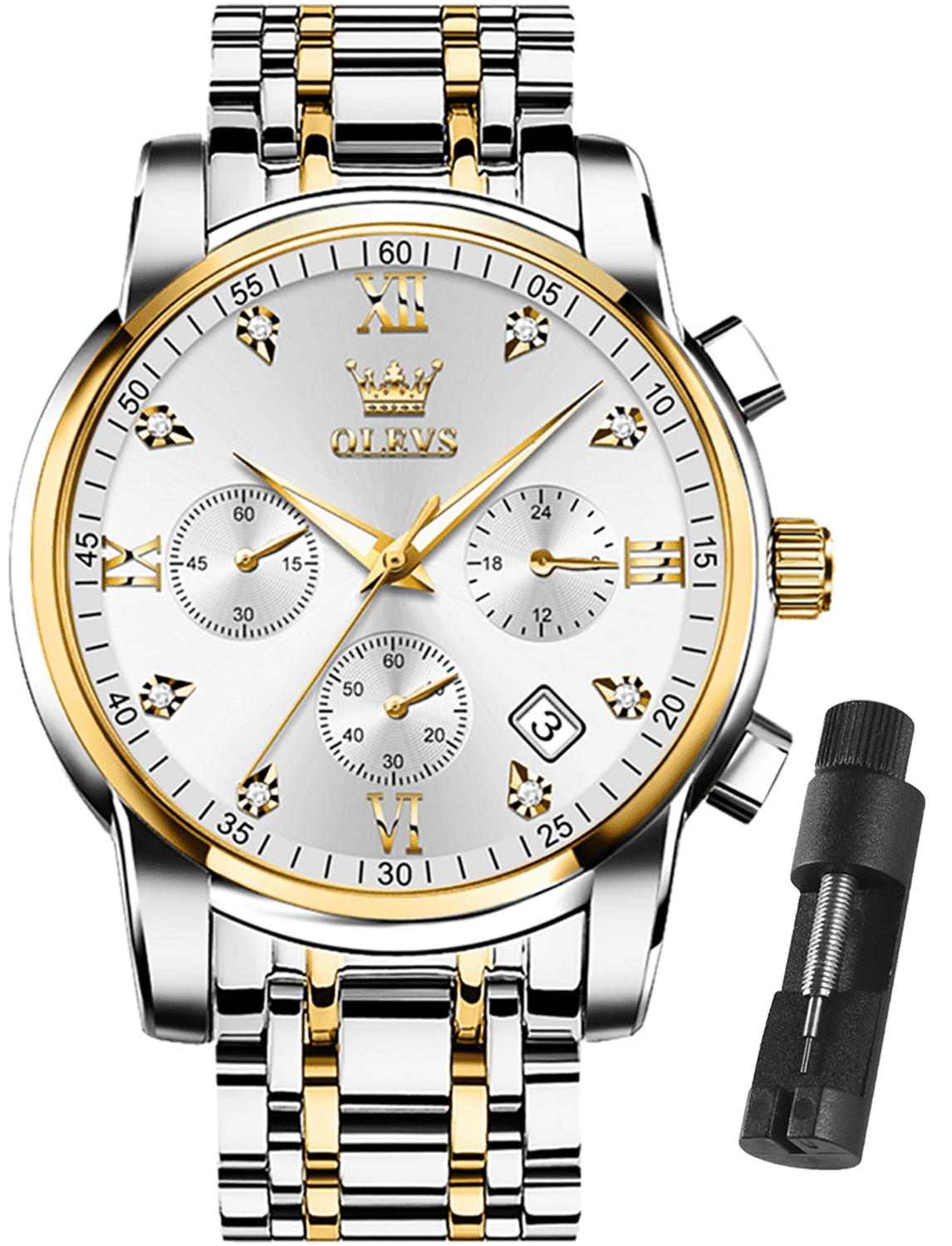 Silver Watches for Men OLEVS Watch Men Luxury Watches for Men Stainless ...