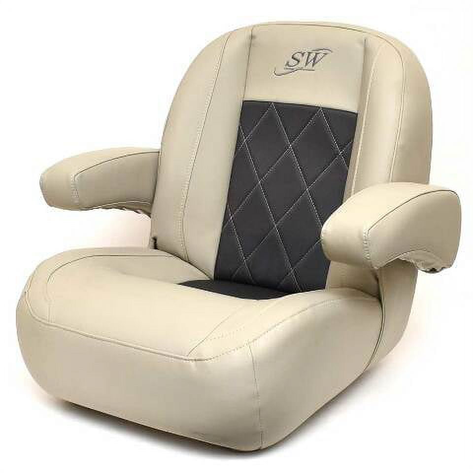 Silver Wave Pontoon Boat Helm Seat | Taupe Charcoal - Walmart.com