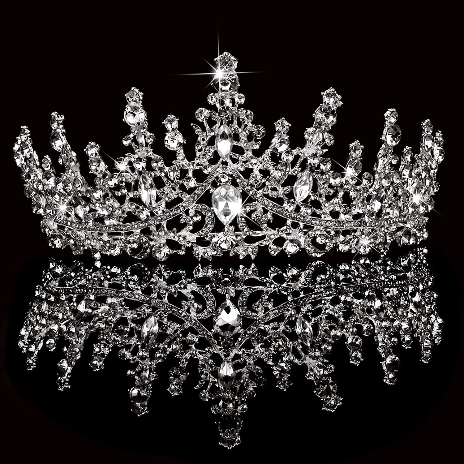 Silver Wedding Crystal Tiaras and Crowns for Women, Bride Royal Queen ...