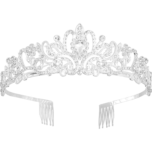 Silver Wedding Crystal Tiaras with Combs for Women Elegant Bridal ...